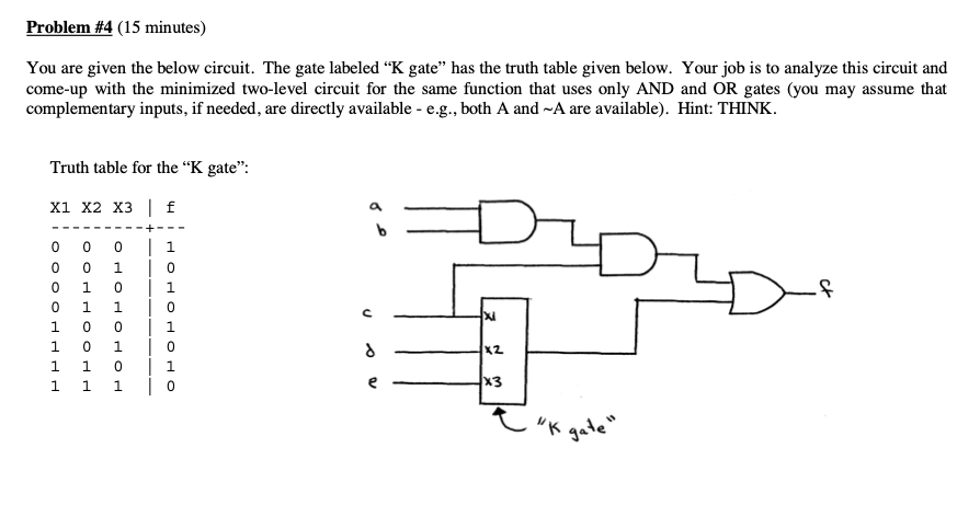 Solved You are given the below circuit. The gate labeled "K | Chegg.com