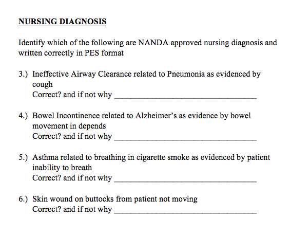 Solved NURSING DIAGNOSIS Identify which of the following are | Chegg.com