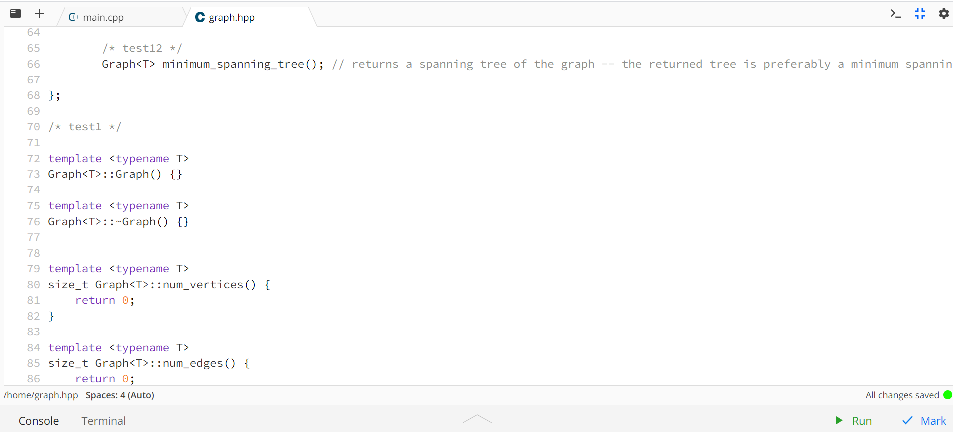 Solved main.cpp #include "graph.hpp" int main() { Graph | Chegg.com