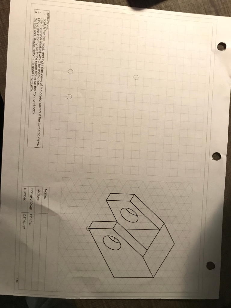 Solved Sketch the Top, Front, and Right side views of the | Chegg.com