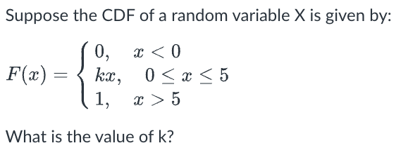 Solved Suppose the CDF of a random variable X is given by: | Chegg.com