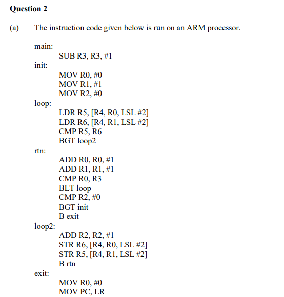 Solved Question 2 A The Instruction Code Given Below Is