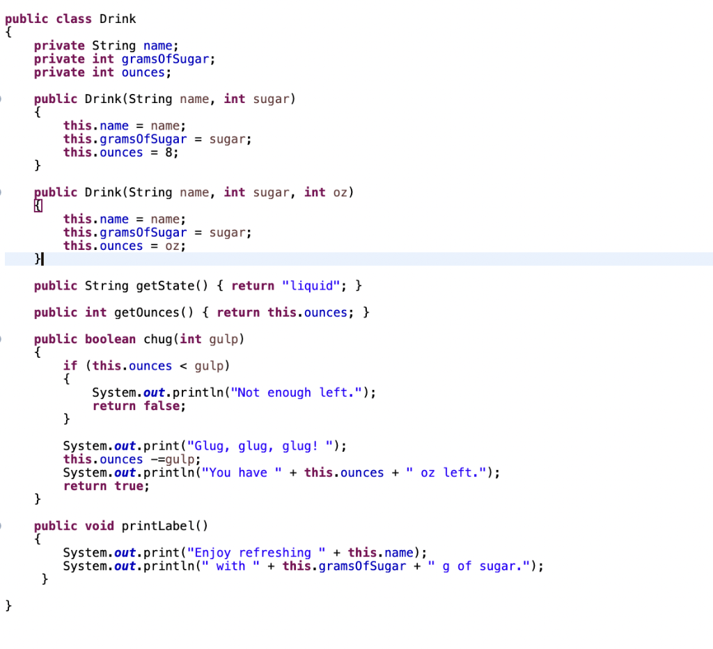 Solved public class SugarFreeDrink extends Drink \{ boolean | Chegg.com