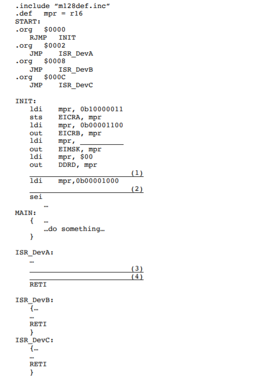 Solved 2- The AVR code below (with some missing information) | Chegg.com