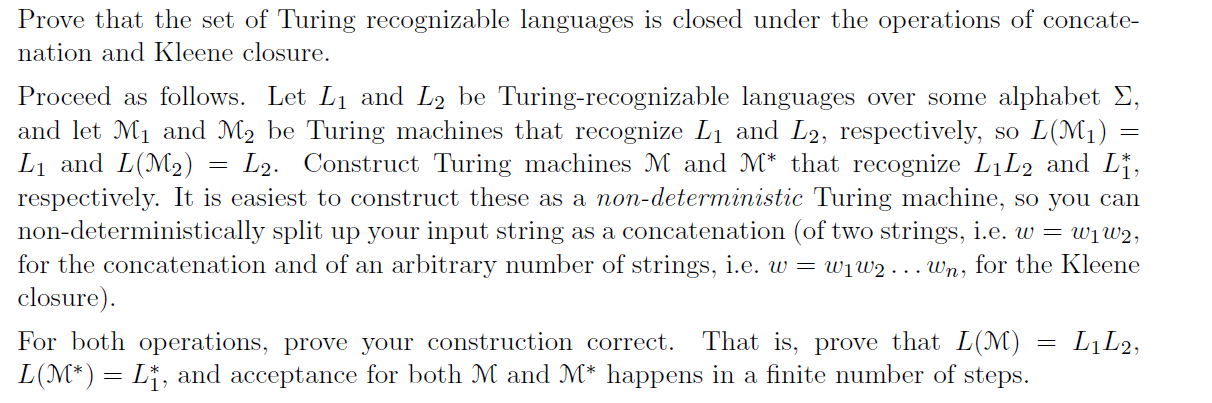 Solved Prove that the set of Turing recognizable languages | Chegg.com