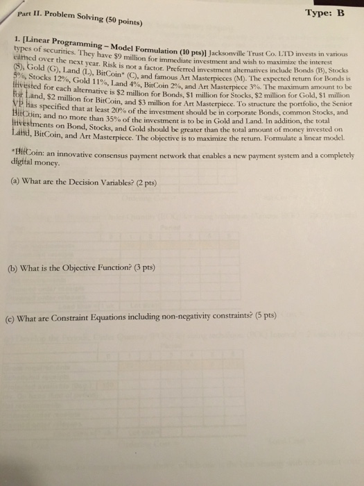 Solved Type: B Part II. Problem Solving (50 points) 1. | Chegg.com