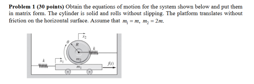 Solved Problem 1 ( 30 ﻿points) ﻿Obtain the equations of | Chegg.com