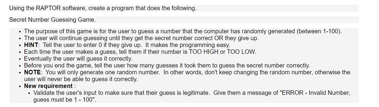Solved Using the RAPTOR software, create a program that does | Chegg.com