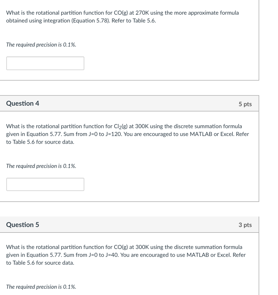 Solved What is the rotational partition function for CO(g) | Chegg.com