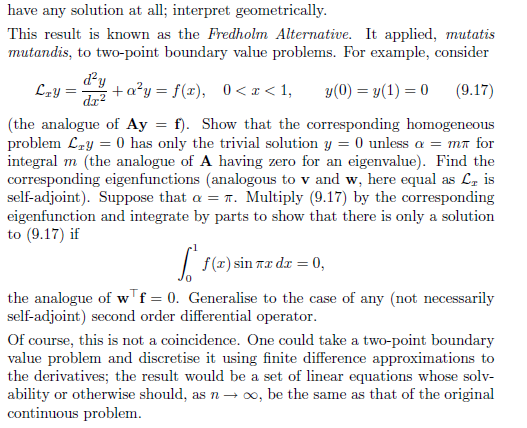 6. The Fredholm Alternative: linear algebra and | Chegg.com