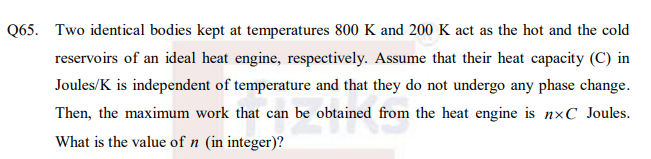 Solved Q65. ﻿Two identical bodies kept at temperatures 800K | Chegg.com