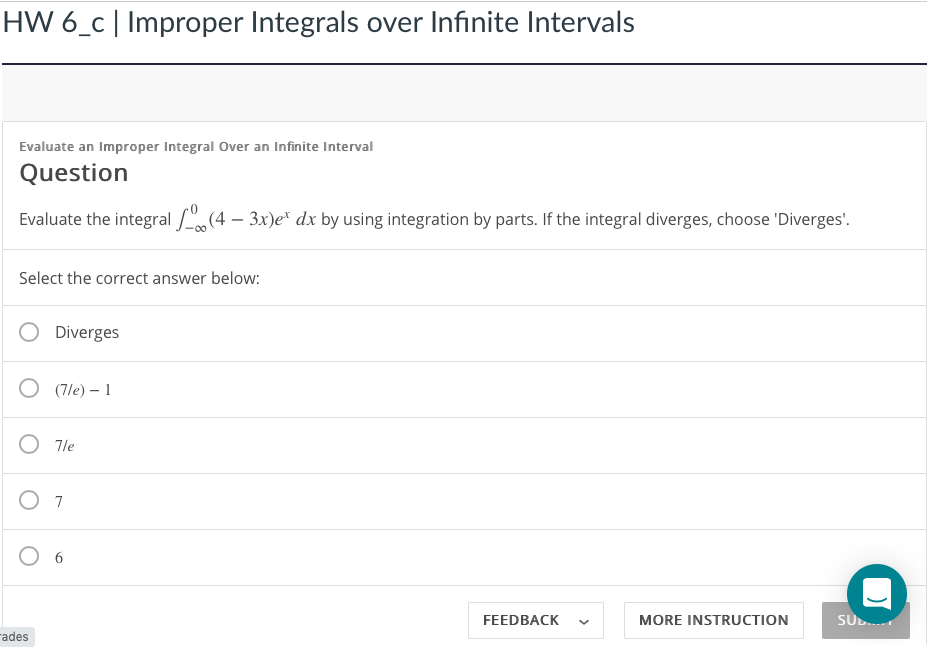 Solved HW 6_c| Improper Integrals over Infinite Intervals | Chegg.com