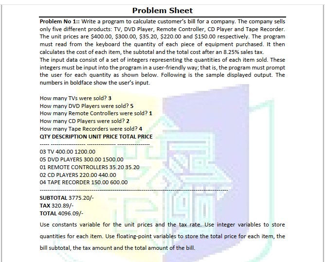 Solved Problem Sheet Problem No 1:: Write a program to | Chegg.com