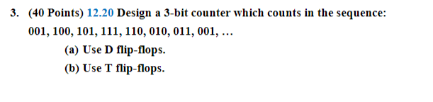 Solved 3. (40 Points) 12.20 Design a 3-bit counter which | Chegg.com