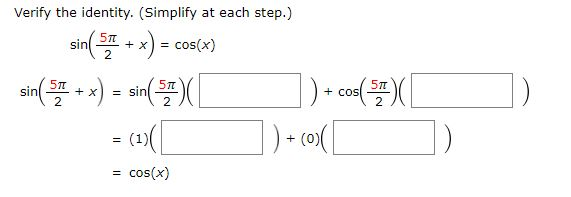Solved Verify the identity. (Simplify at each step.) sin | Chegg.com