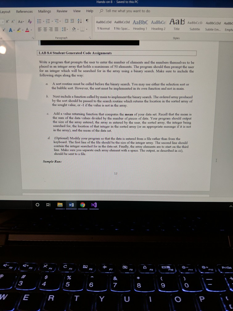 Solved Hands-on 8 - Saved to this PC Layout References | Chegg.com