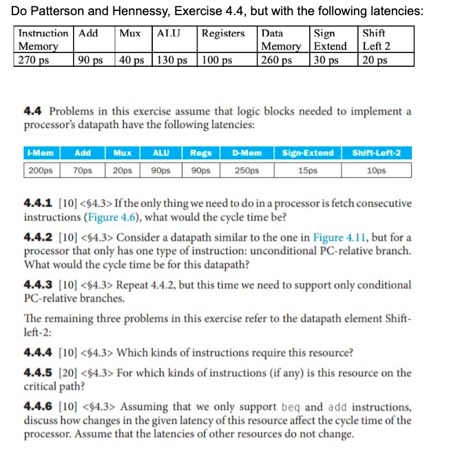 Do Patterson and Hennessy, Exercise 4.4, but with the | Chegg.com