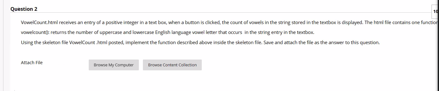 Solved click Question 2 10 VowelCount.html receives an | Chegg.com