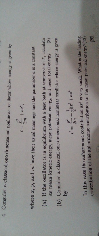 Solved 4 Consider a classical one-dimensional nonlinear | Chegg.com