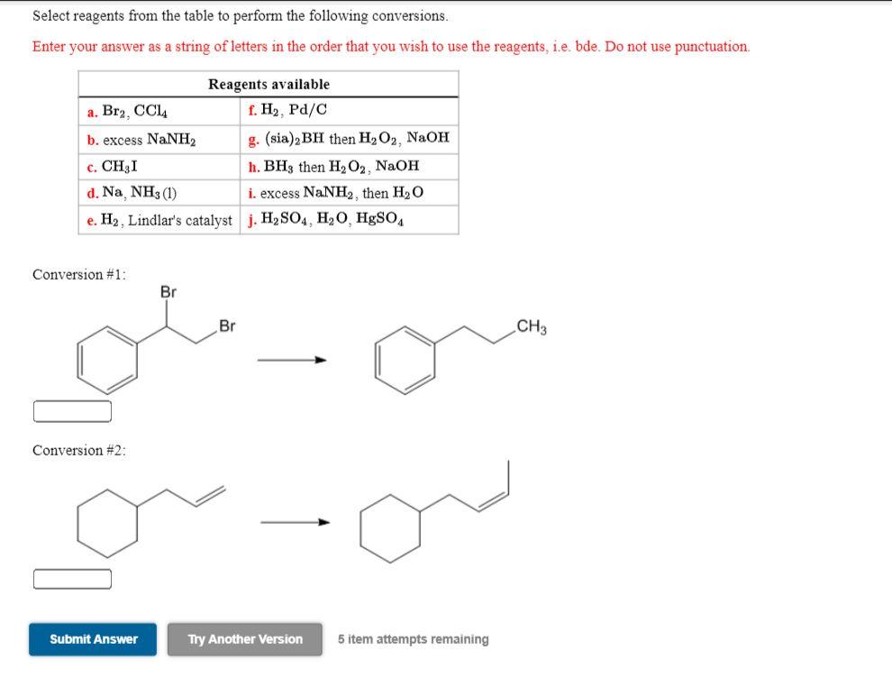 Solved Select reagents from the table to perform the | Chegg.com