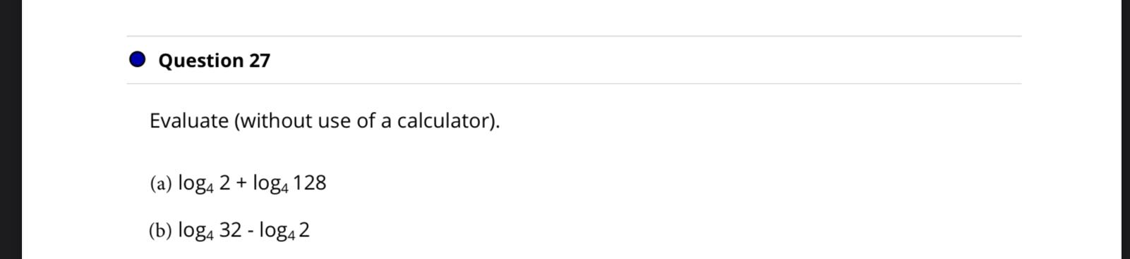 Solved Evaluate (without use of a calculator). (a) | Chegg.com