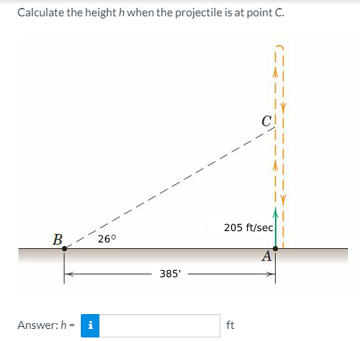 Solved A projectile is fired vertically from point A with an | Chegg.com