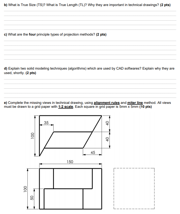 Solved b) What is True Size (TS)? What is True Length (TL)? | Chegg.com