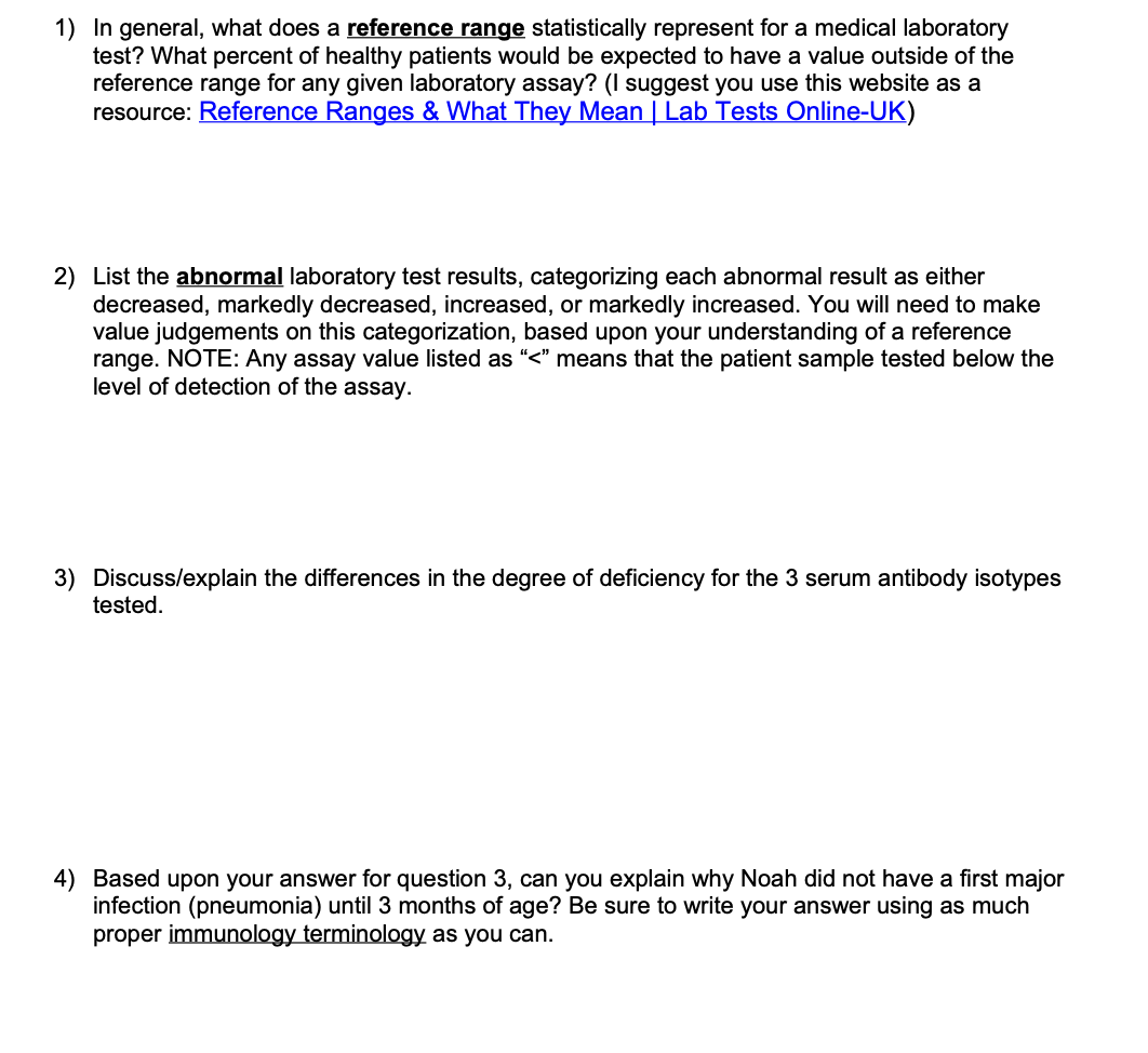 Case History: Noah Whitehead is 7 months old, male, | Chegg.com