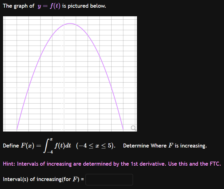 Solved The graph of y=f(t) is pictured below. Define | Chegg.com