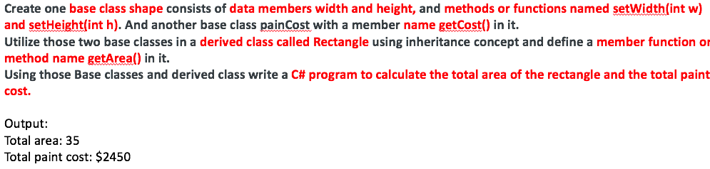 Solved Create One Base Class Shape Consists Of Data Members 