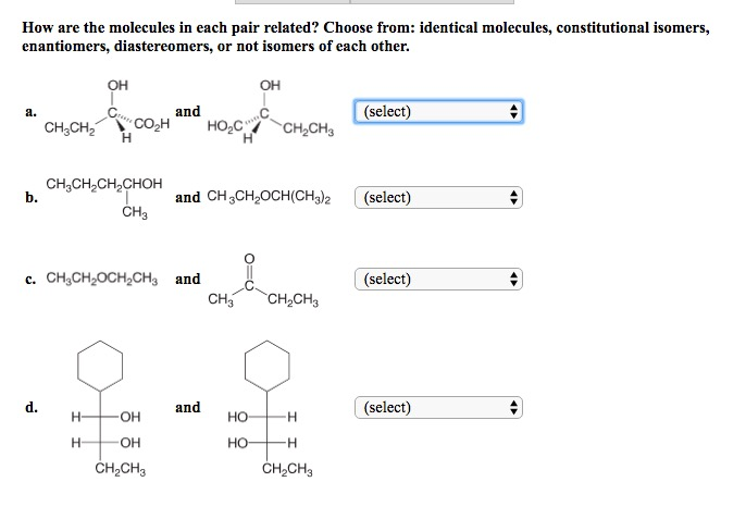 Solved How are the molecules in each pair related? Choose | Chegg.com