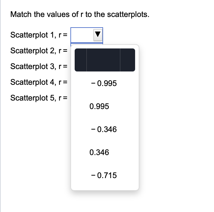 Solved Match these values of r with the accompanying | Chegg.com