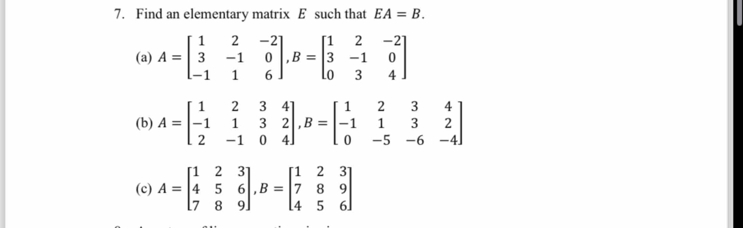 Solved Find an ﻿elementary matrix E ﻿such that | Chegg.com