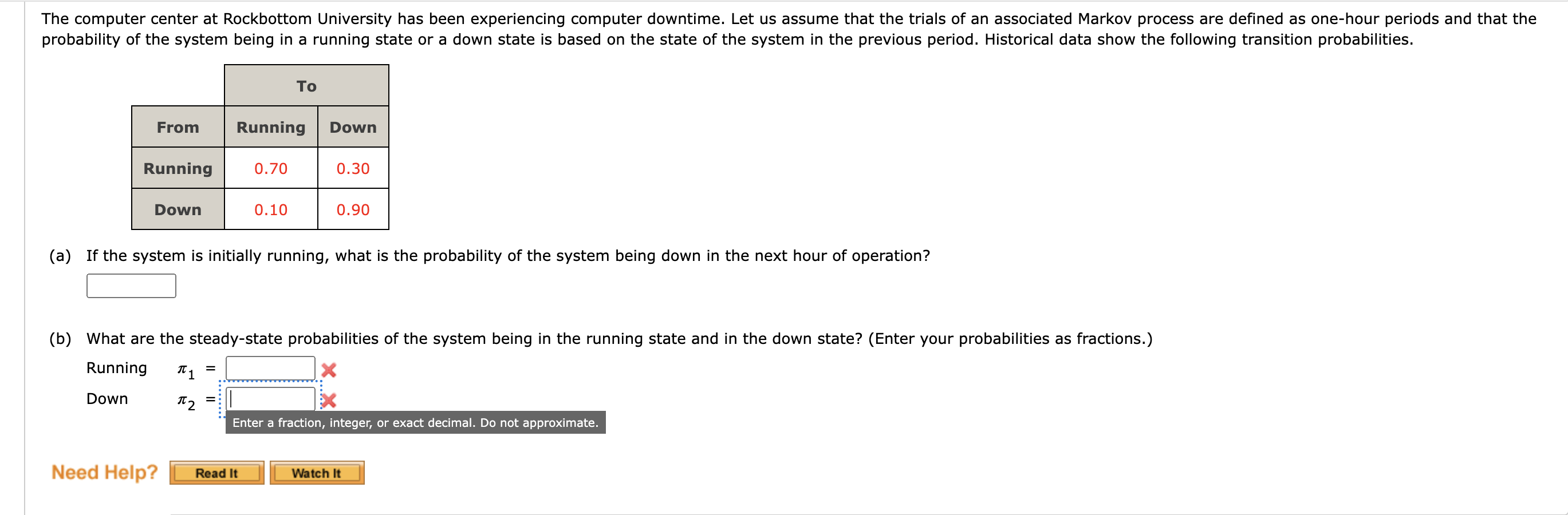 Solved (a) If the system is initially running, what is the | Chegg.com