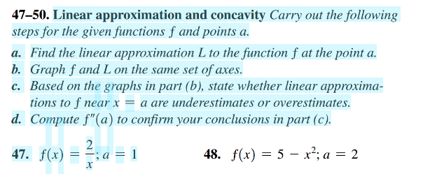 Solved Linear approximation and concavity Carry out the | Chegg.com
