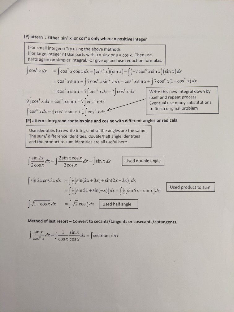 Solved cos 2x dx (Use power reduction method) "cxo of a s | Chegg.com