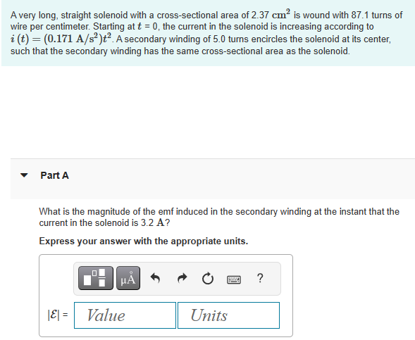 Solved A very long, straight solenoid with a cross-sectional | Chegg.com