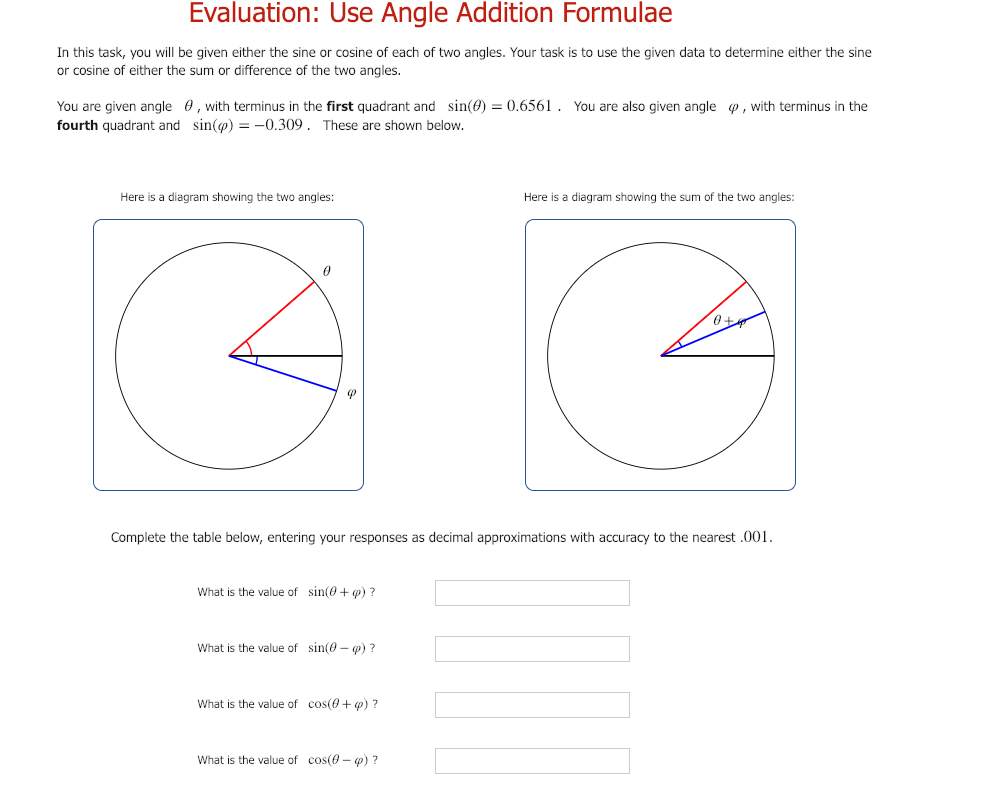 Solved Evaluation: Use Angle Addition Formulae In this task, | Chegg.com