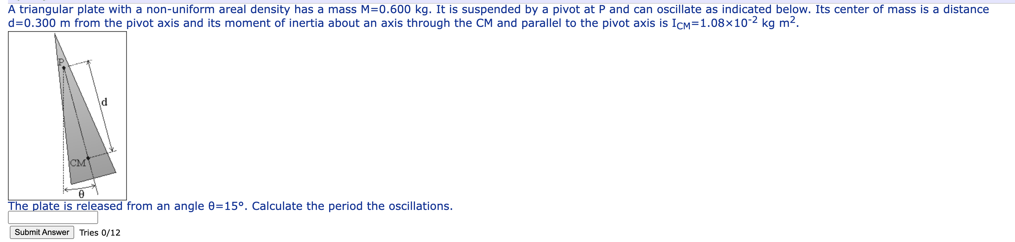 Solved d=0.300 m from the pivot axis and its moment of | Chegg.com