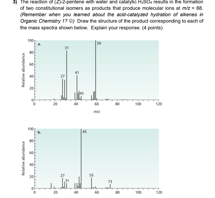 Solved 3) The reaction of (Z)-2-pentene with water and | Chegg.com