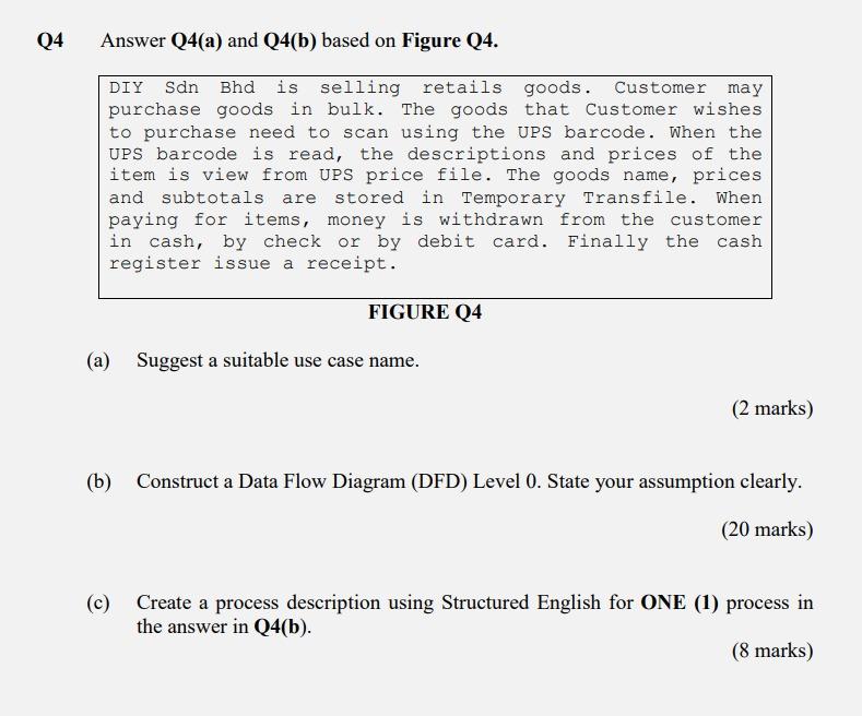 Solved Q4 Answer Q4(a) and Q4(b) based on Figure Q4. DIY Sdn | Chegg.com