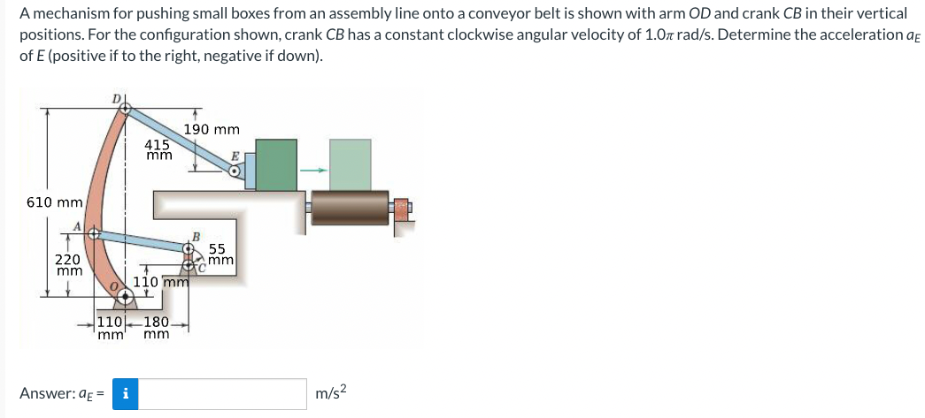 A mechanism for pushing small boxes from an assembly | Chegg.com