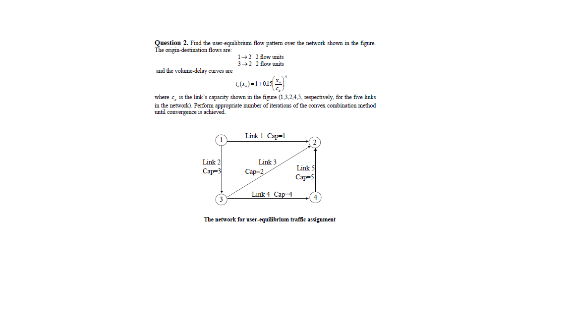 Solved Question 2. Find the user-equilibrium flow pattern | Chegg.com