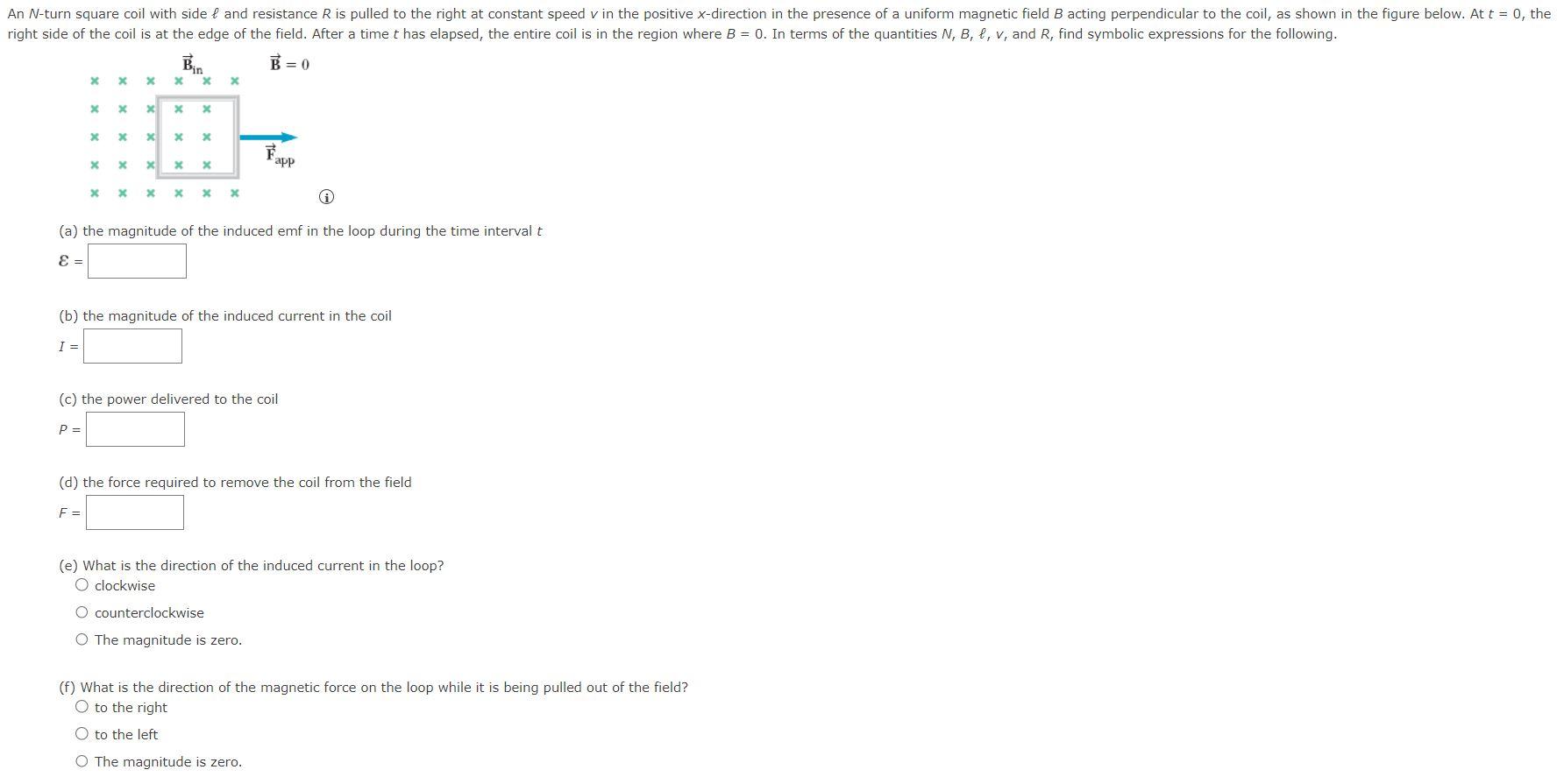 Solved (a) the magnitude of the induced emf in the loop | Chegg.com