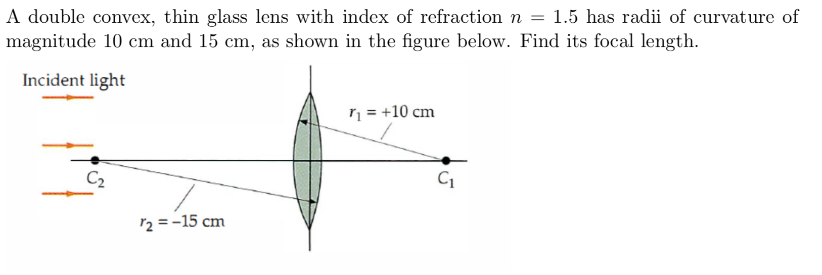 Solved A double convex, thin glass lens with index of | Chegg.com