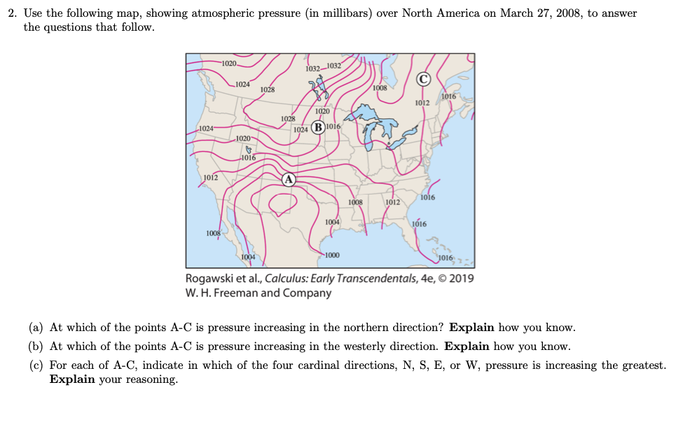 2. Use the following map, showing atmospheric | Chegg.com