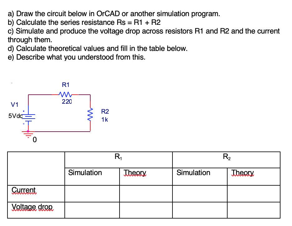 Solved a) Draw the circuit below in OrCAD or another | Chegg.com