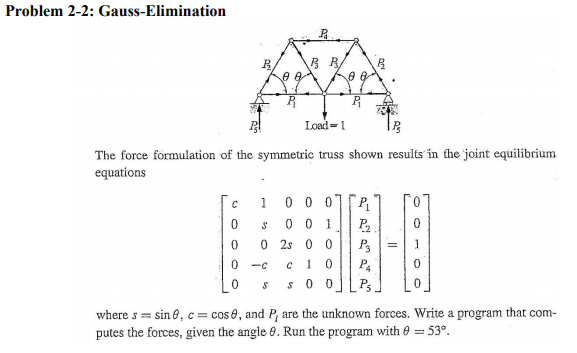 Solved Problem 2-2: Gauss-Elimination BR Р P Load-1 c 1 0 | Chegg.com