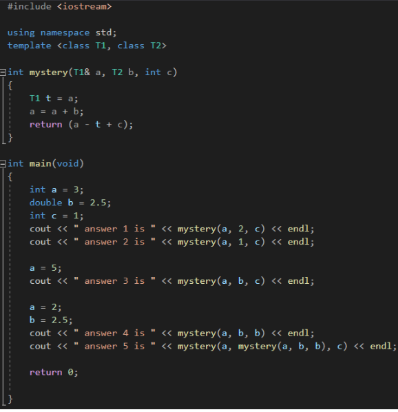 Solved #include using namespace std; template int mystery | Chegg.com