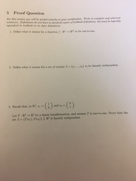 Solved 5 Proof Question For this section you will sentences. | Chegg.com